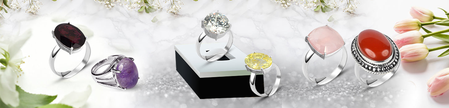 Buy White Metal Crystal Rings Online – Natural Crystal Ring Designs