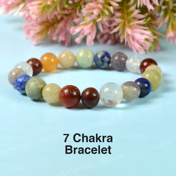 7 Chakra Bracelet 8 mm Beads Bracelet for Reiki Healing and Meditation ...
