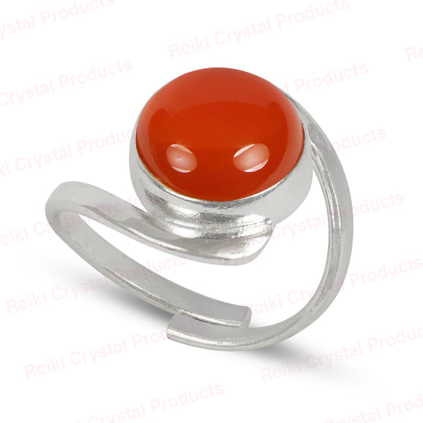 Natural Crystal Gemstone Adjustable Ring Round Shape, Carnelian, Green ...