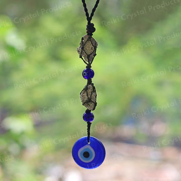 Natural Pyrite / Evil Eye Tumble Stone Car Hanging / Door Hanging Acce
